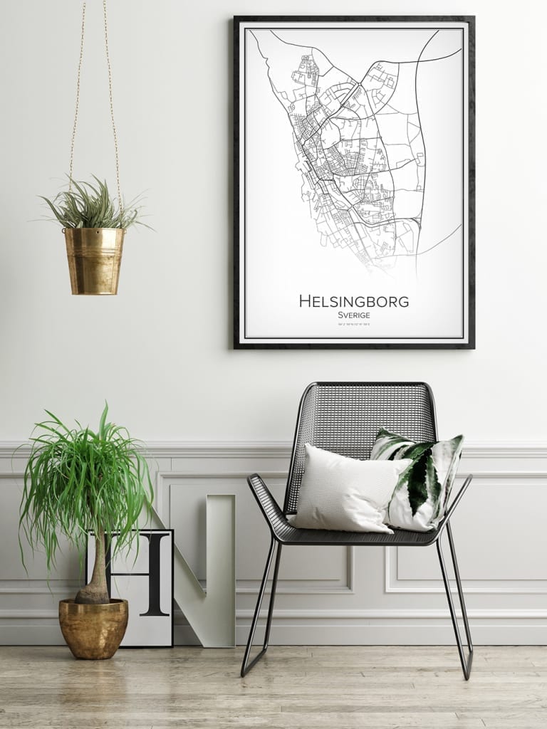 Stadskarta över Helsingborg | Handritade stadskartor och posters