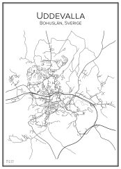 Stadskarta över Uddevalla | Handritade stadskartor och posters