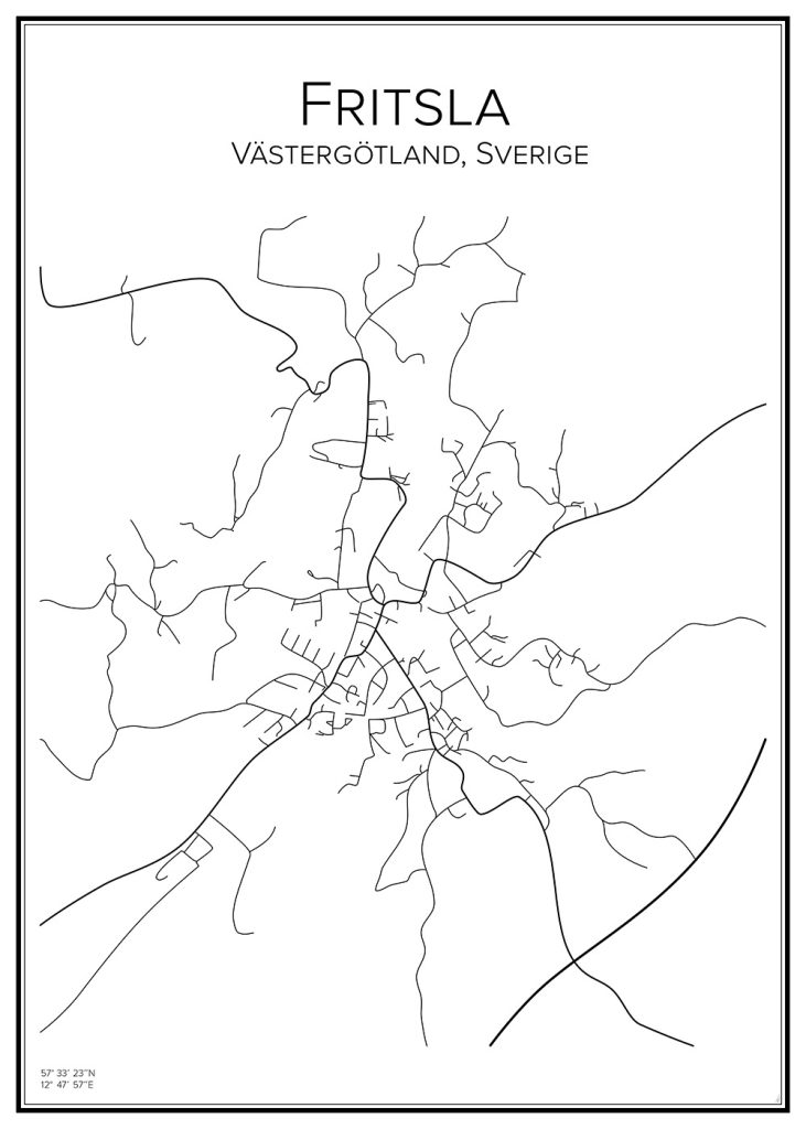 Stadskarta över Fritsla | Handritade stadskartor och posters