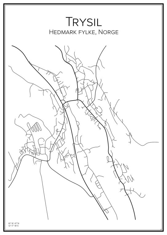 Stadskarta över Trysil | Handritade stadskartor och posters