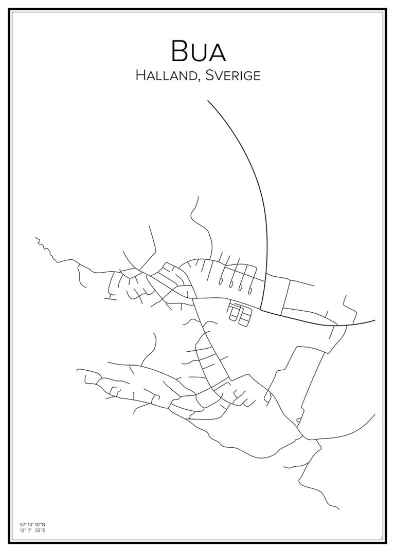 Stadskarta över Bua | Handritade stadskartor och posters