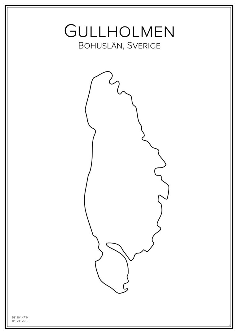 Stadskarta över Gullholmen | Handritade stadskartor och posters