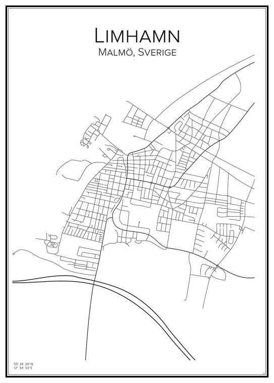 Stadskarta över Limhamn | Handritade stadskartor och posters