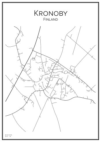Stadskarta över Kronoby | Handritade stadskartor och posters