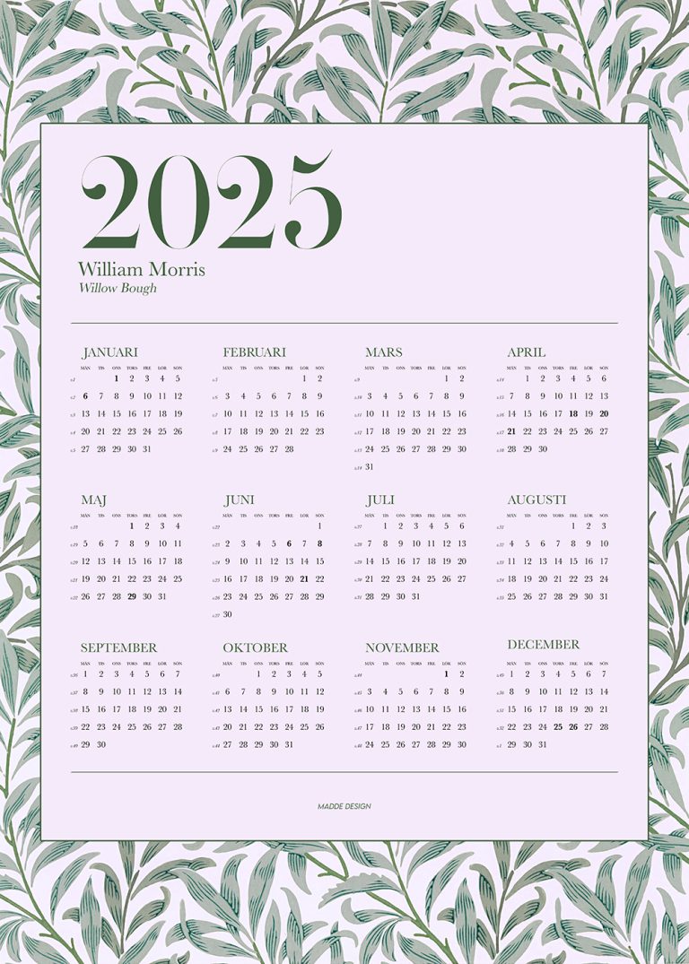 Gratis kalender 2025 i A4 - Madde Design